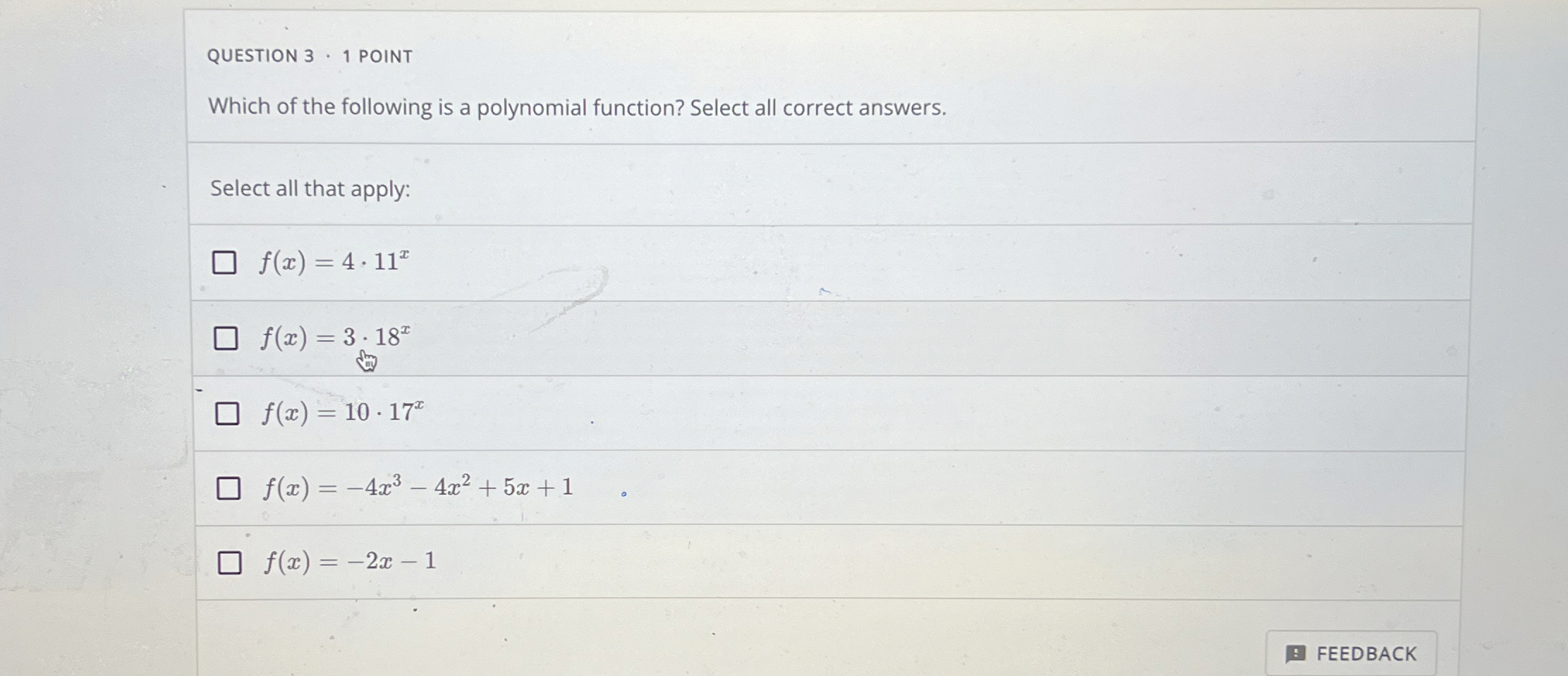 Solved QUESTION 3 - 1 ﻿POINTWhich of the following is a | Chegg.com