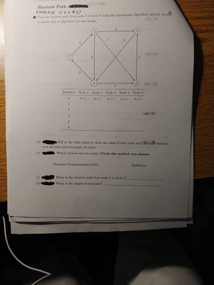 Solved Shortest Path EXERCISE 4 # 2) Find the shortest from | Chegg.com