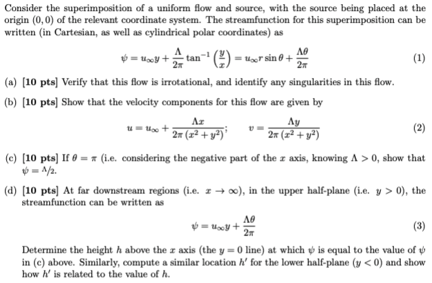 Solved Consider the superimposition of a uniform flow and | Chegg.com