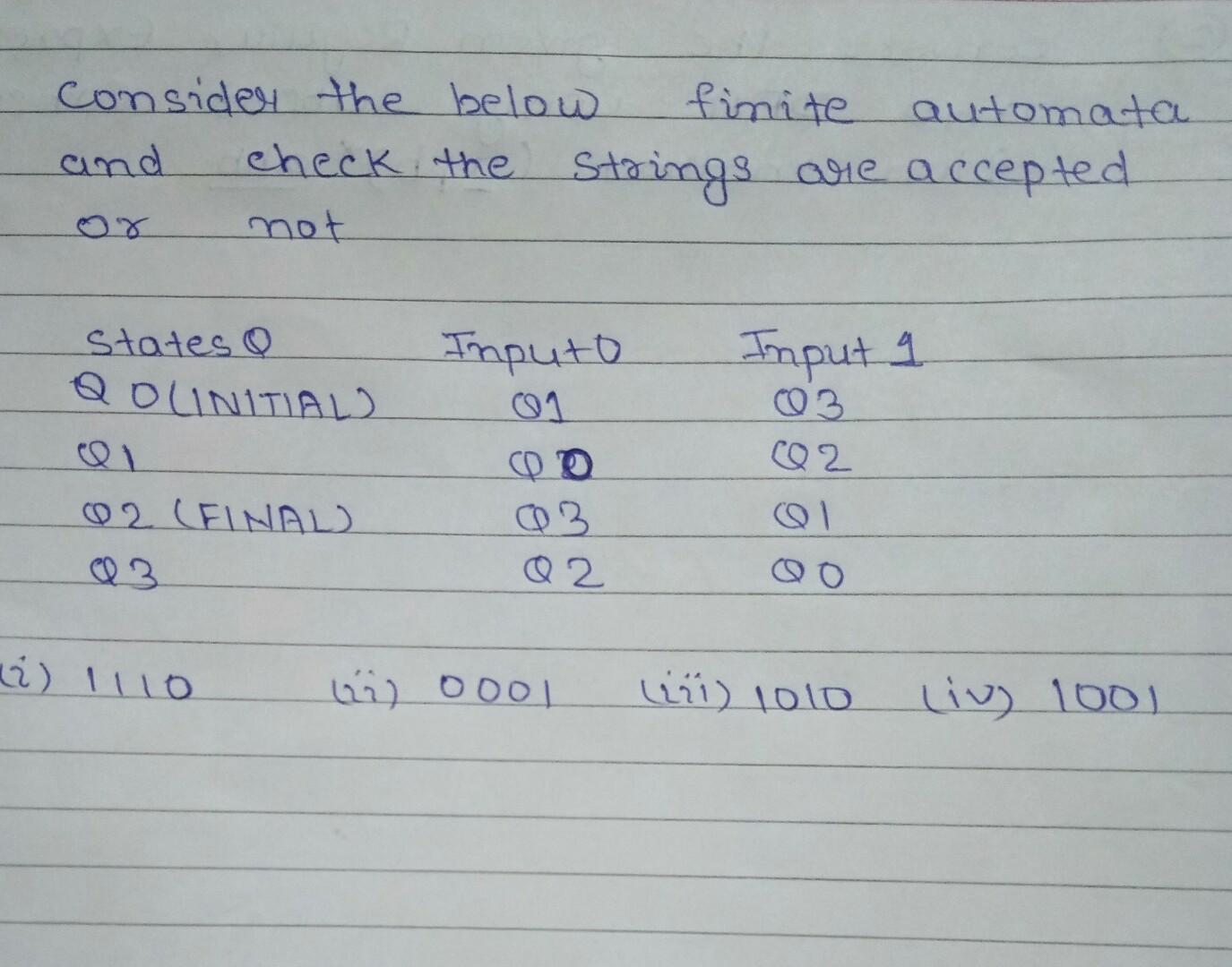 Solved consider the below finite automata and check the | Chegg.com