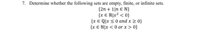 Solved Determine whether the following sets are empty, | Chegg.com