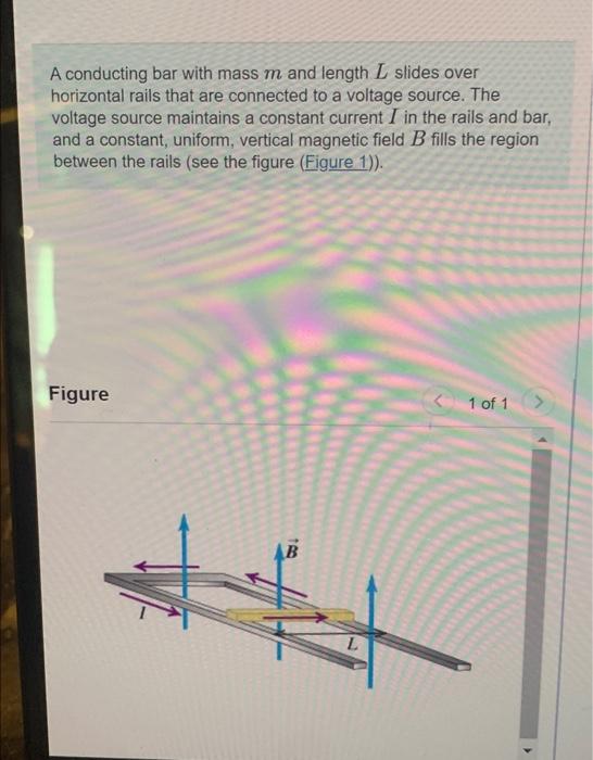 Solved A conducting bar with mass m and length L slides over | Chegg.com