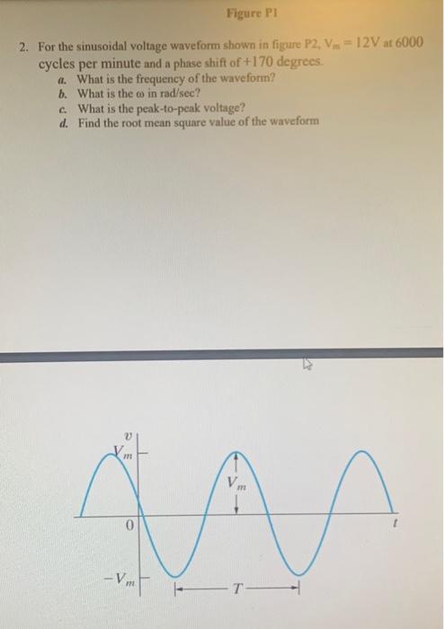 Solved 2. For the sinusoidal voltage waveform shown in | Chegg.com
