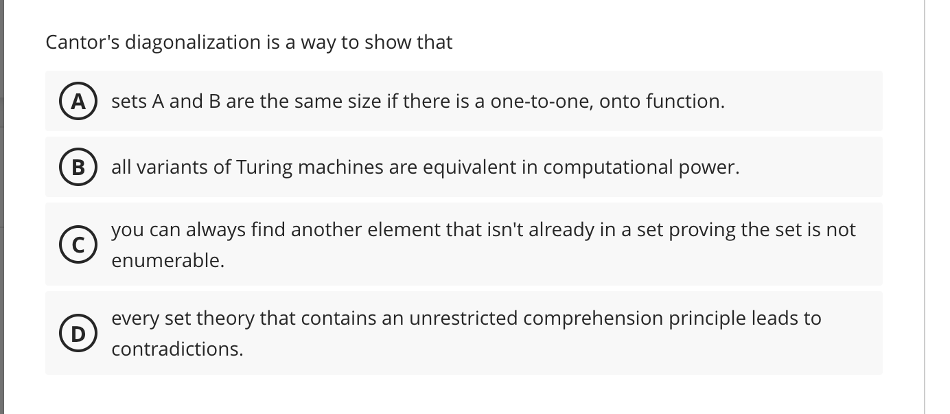 Solved Cantor's diagonalization is a way to show thatsets \( | Chegg.com
