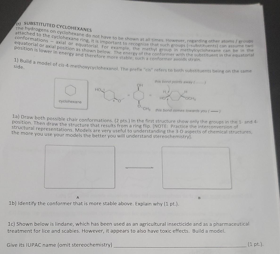 Solved b) SUBSTITUTED CYCLOHEXANES The hydrogens on | Chegg.com