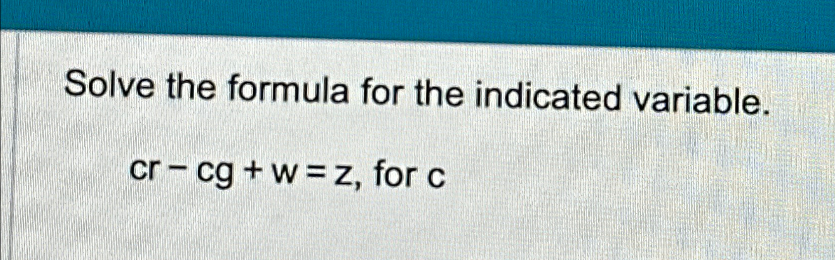 Solved Solve the formula for the indicated | Chegg.com