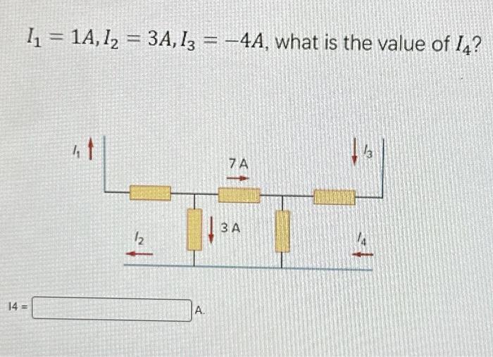 Solved I1=1A,I2=3A,I3=−4A, what is the value of I4? | Chegg.com