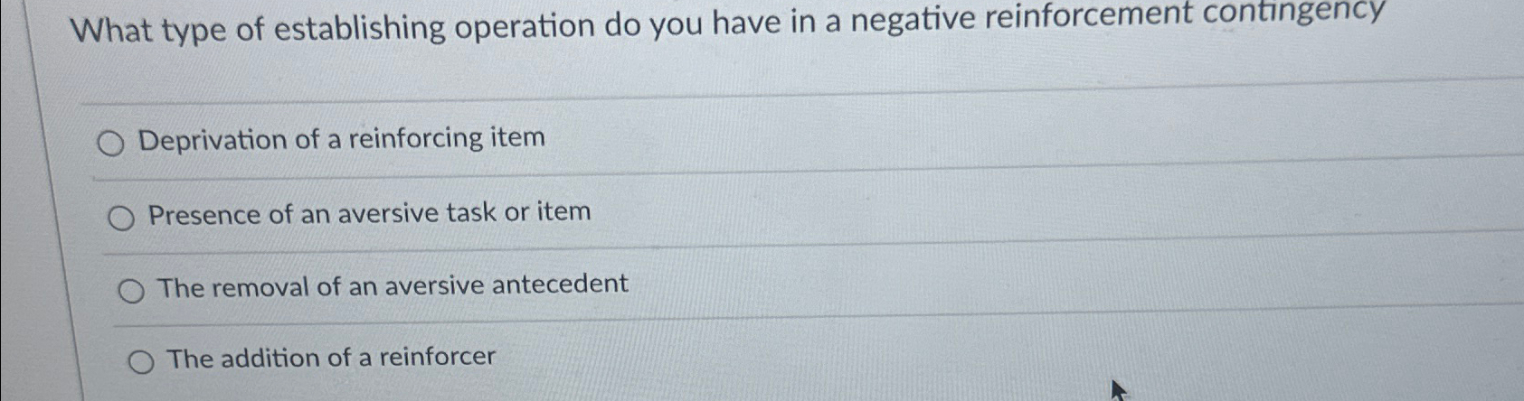 Solved What type of establishing operation do you have in a | Chegg.com