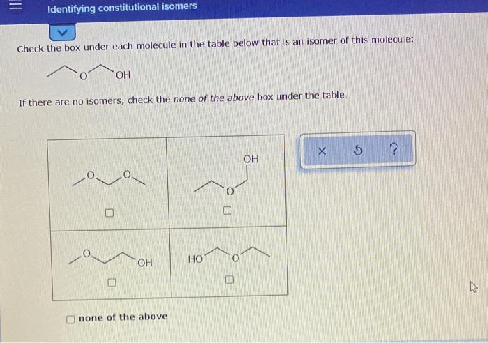 Solved Identifying constitutional isomers Check the box | Chegg.com