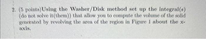 2. (5 points) Using the Washer/Disk method set up the | Chegg.com
