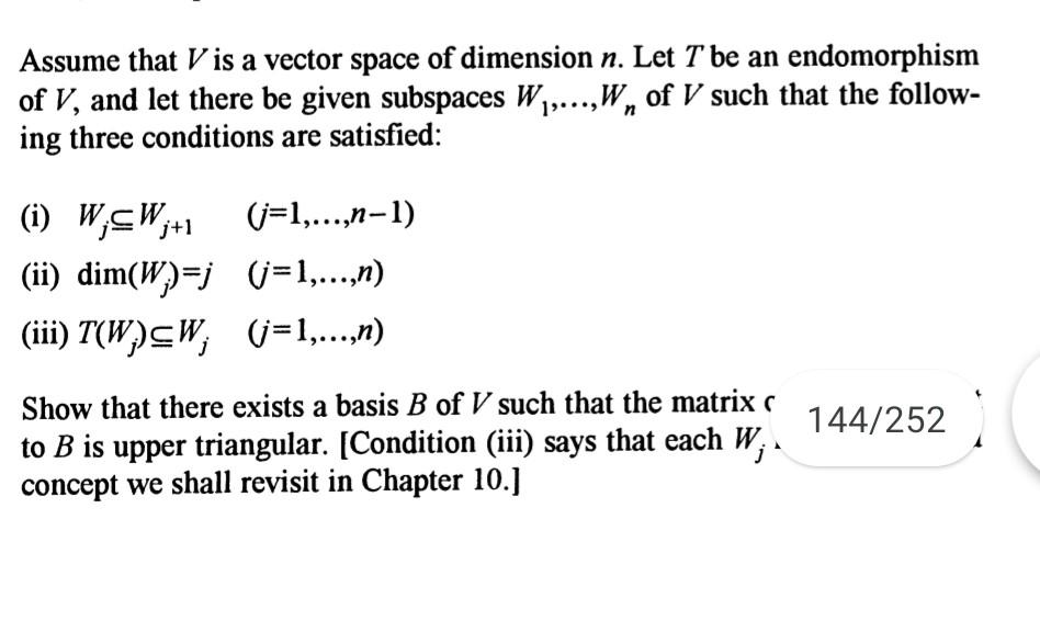 Solved Assume that V is a vector space of dimension n. Let T | Chegg.com