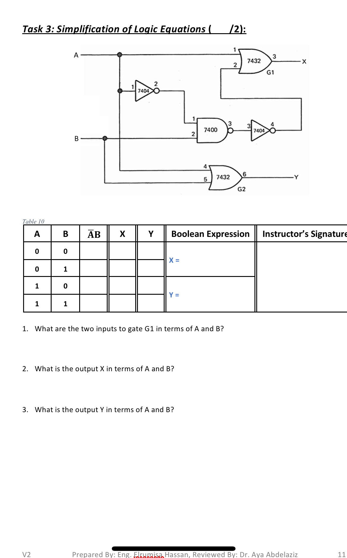 Solved Task 3: Simblification of Loaic Eauations (/2):Table | Chegg.com