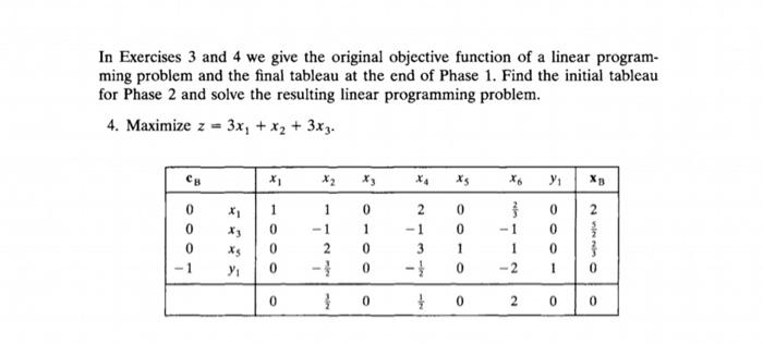 In Exercises 3 and 4 we give the original objective | Chegg.com