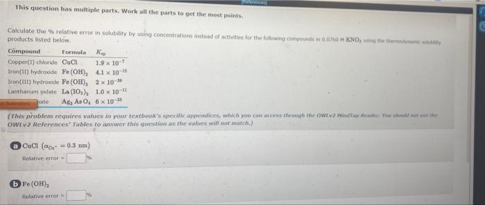 Solved Calculate the % relative error in solubility by | Chegg.com