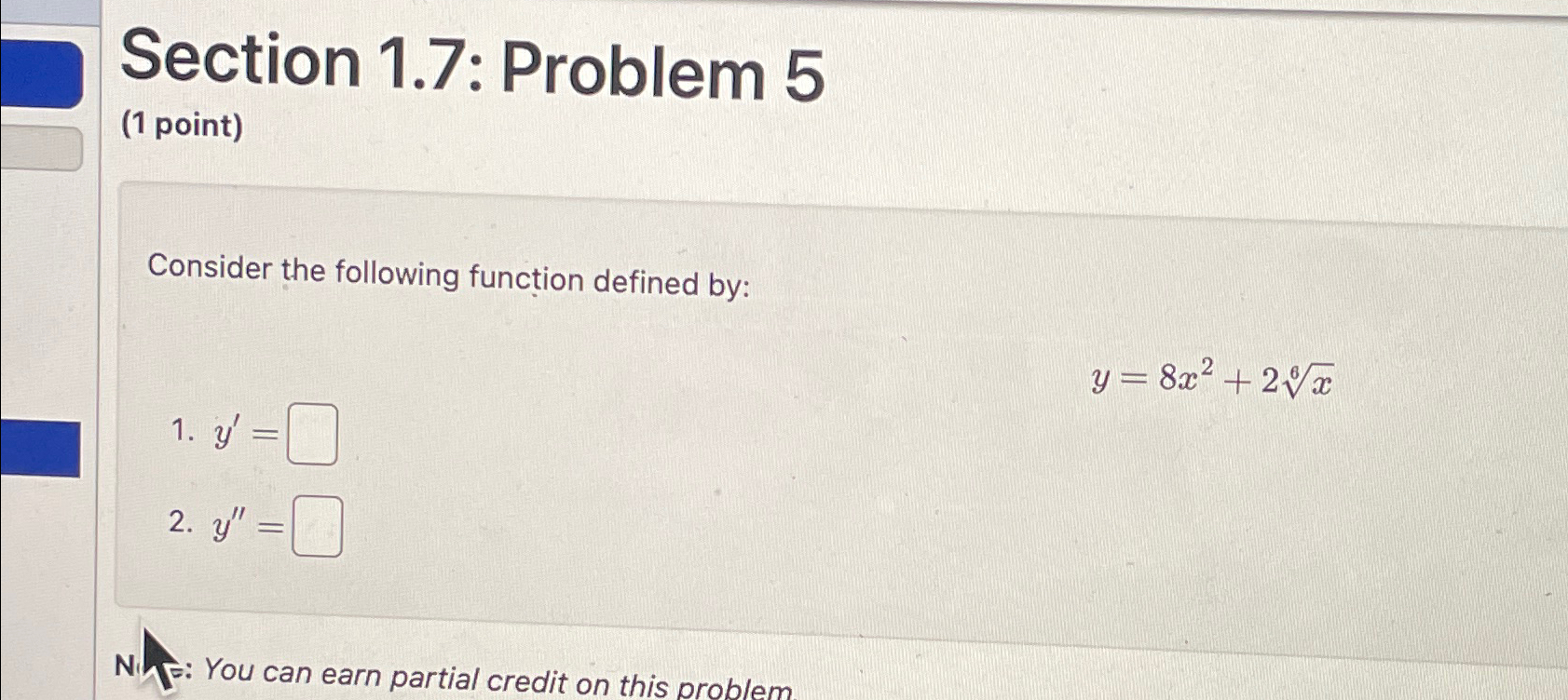 Solved Section 1.7: Problem 5(1 ﻿point)Consider the | Chegg.com