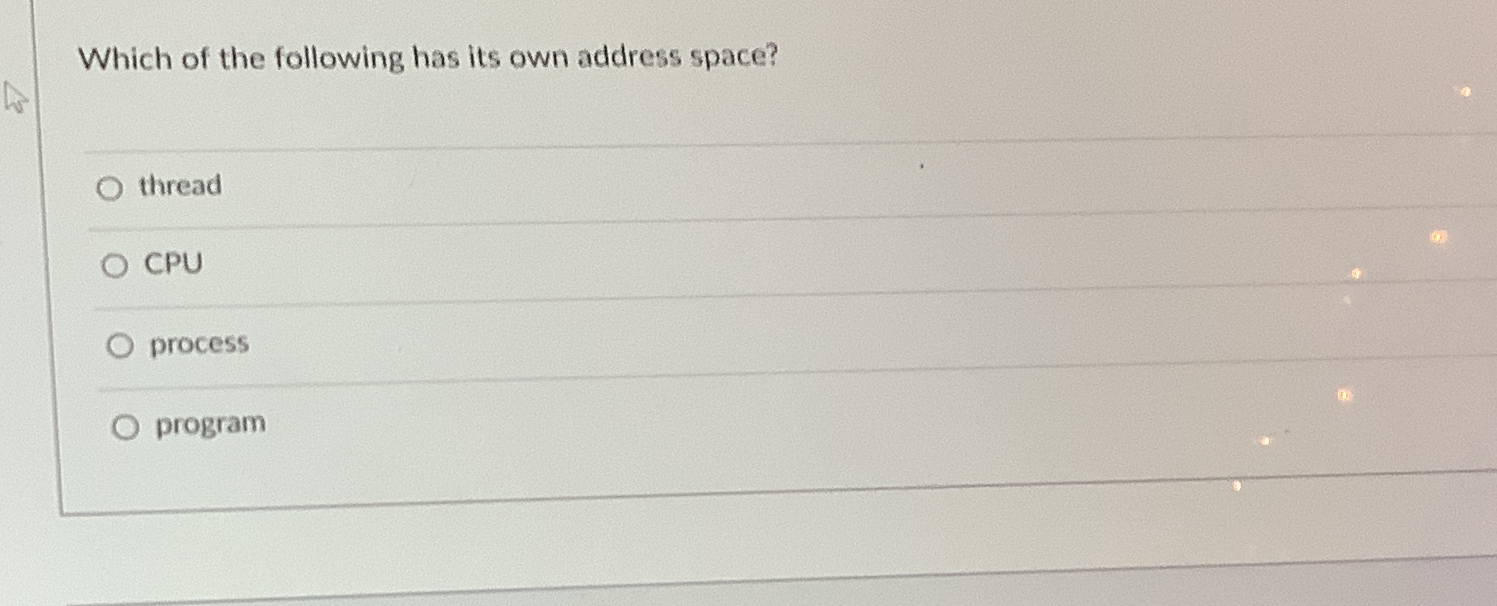 Solved Which of the following has its own address | Chegg.com