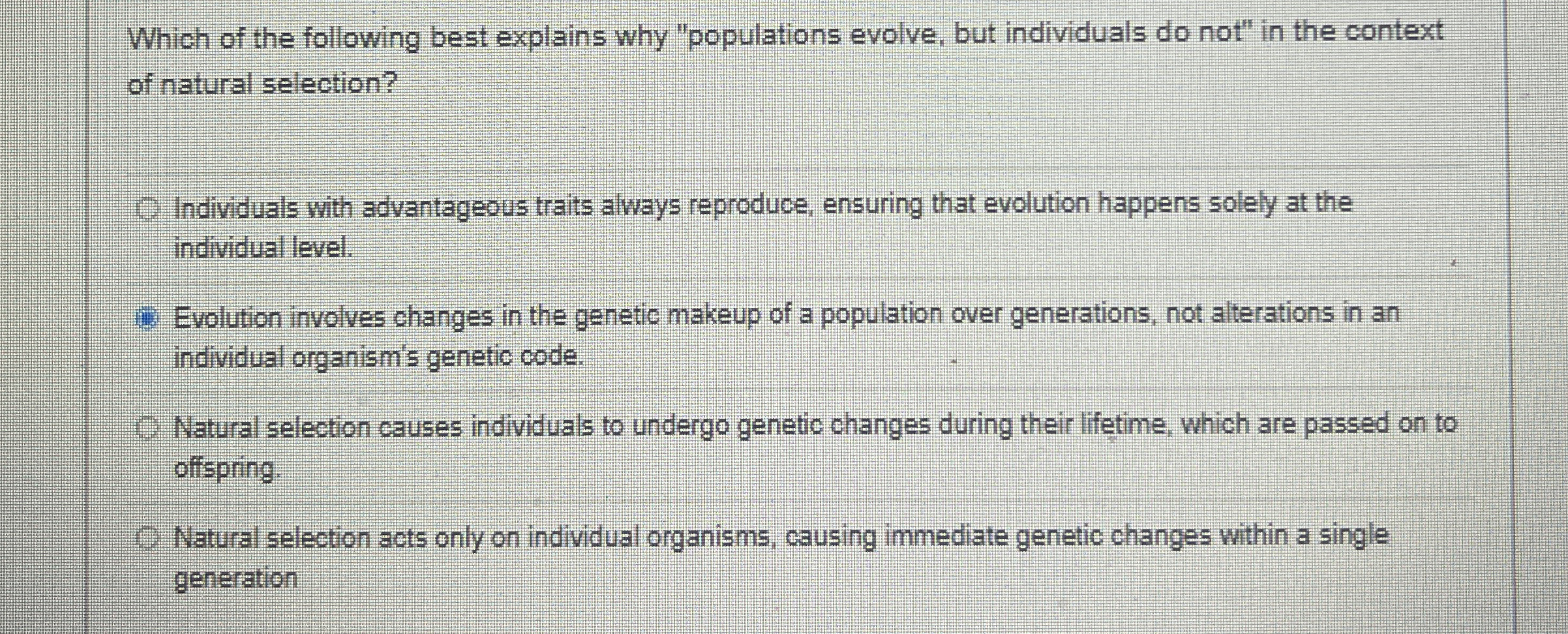 Solved Which of the following best explains why "populations | Chegg.com