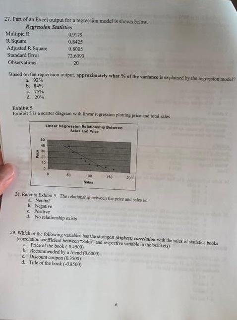 Solved 27. Part of an Excel output for a regression model is | Chegg.com