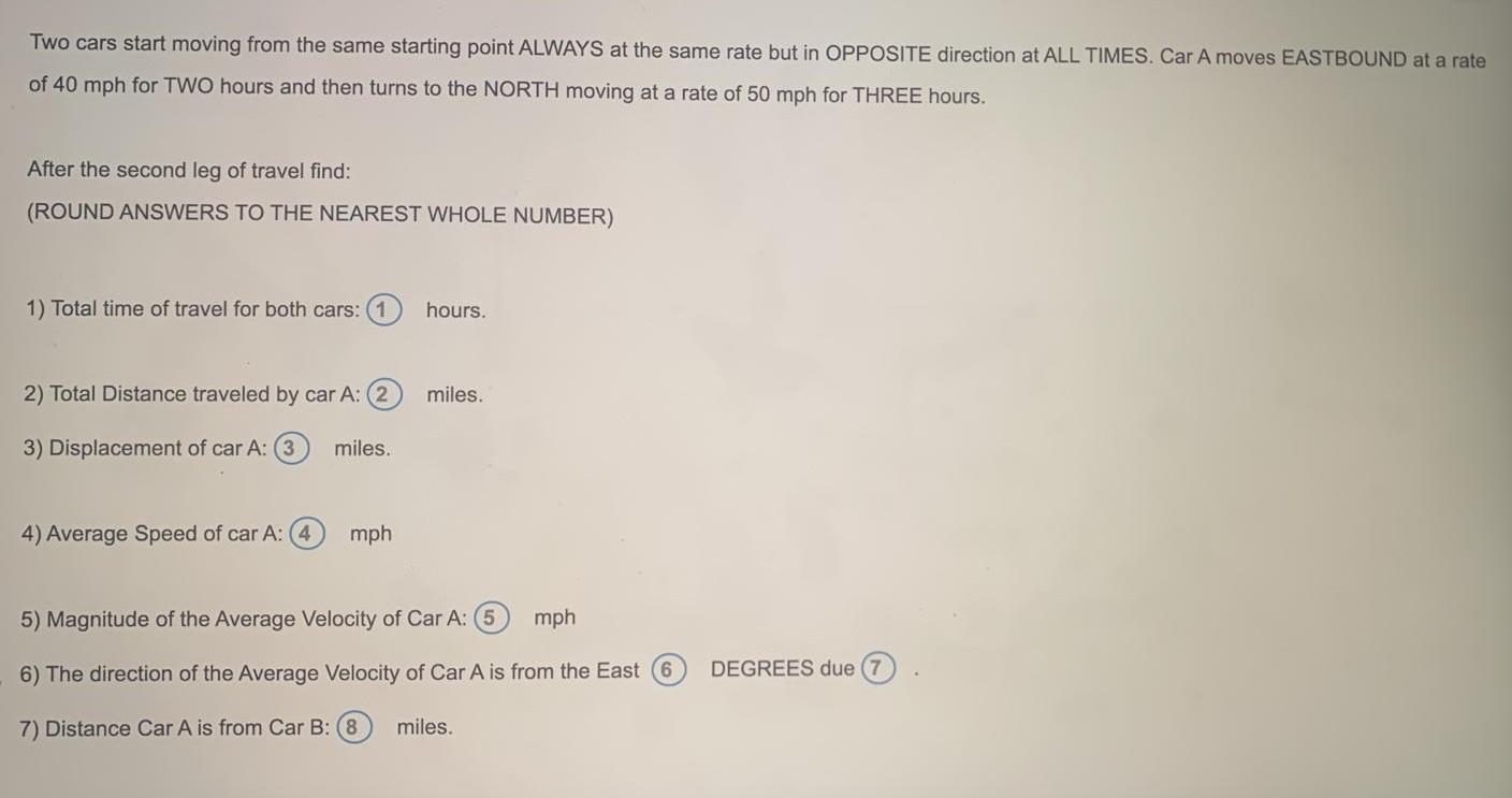 Solved Two cars start moving from the same starting point | Chegg.com