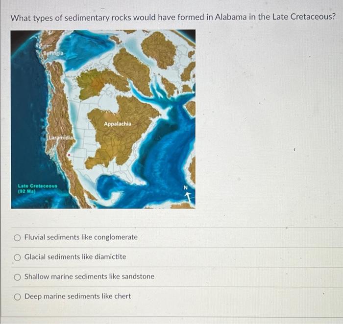 Solved What types of sedimentary rocks would have formed in | Chegg.com