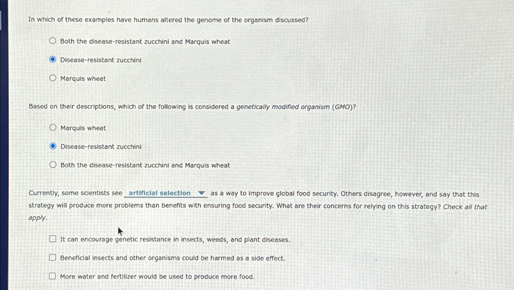 Solved In which of these examples have humans altered the | Chegg.com