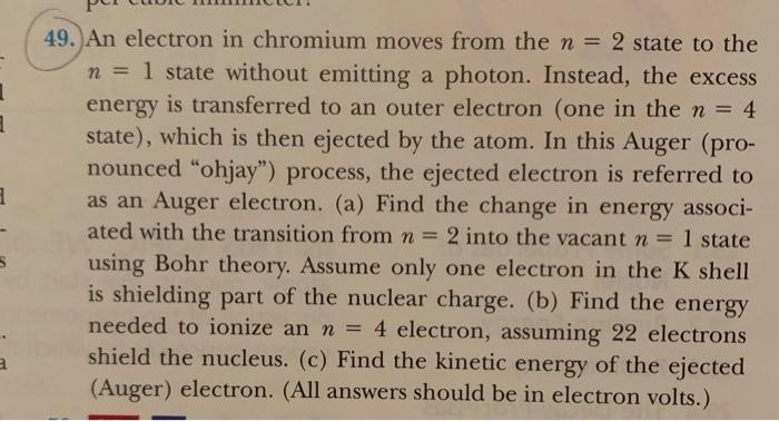 Solved 1 49 An Electron In Chromium Moves From The N 2