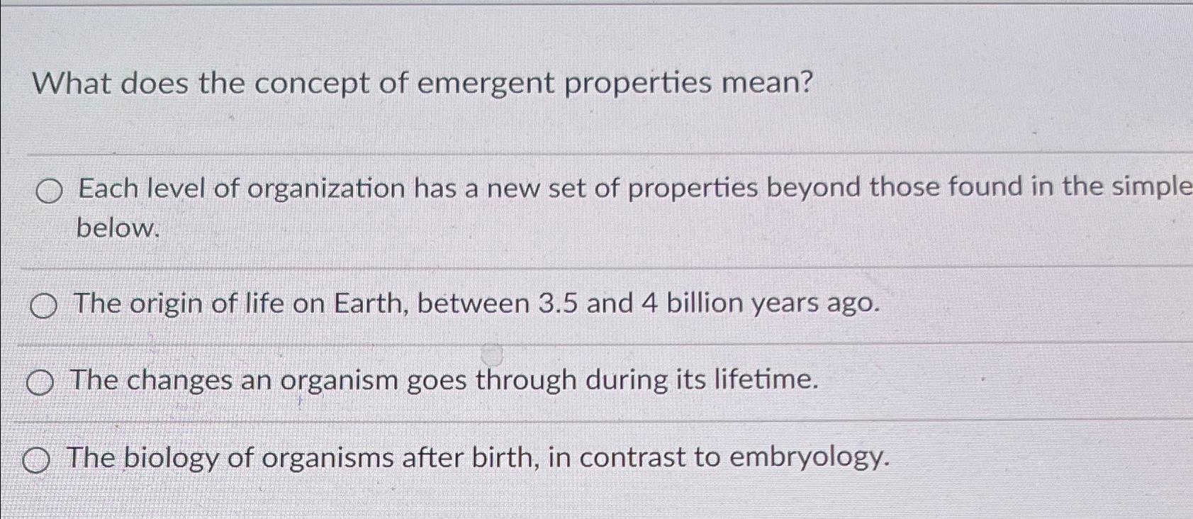 Solved What does the concept of emergent properties | Chegg.com