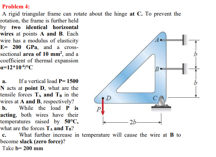 Solved Problem 4:A rigid triangular frame can rotate about | Chegg.com