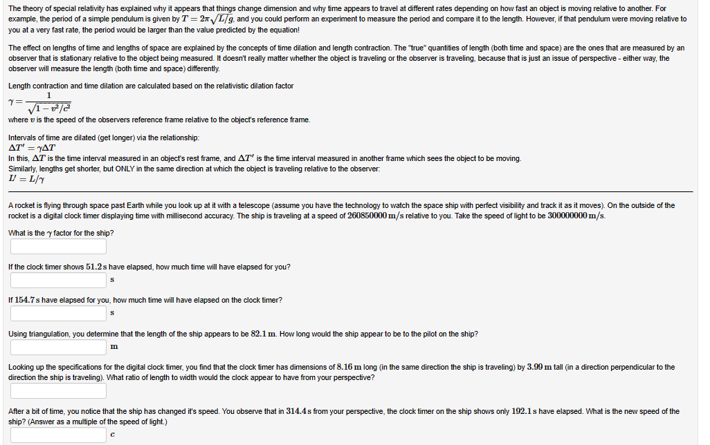 Solved The theory of special relativity has explained why it | Chegg.com