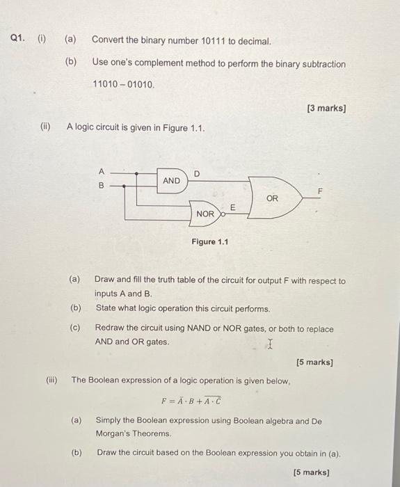 Solved Q1. (0) (a) Convert the binary number 10111 to | Chegg.com