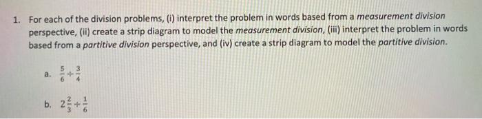 Solved 1. For each of the division problems, (1) interpret | Chegg.com
