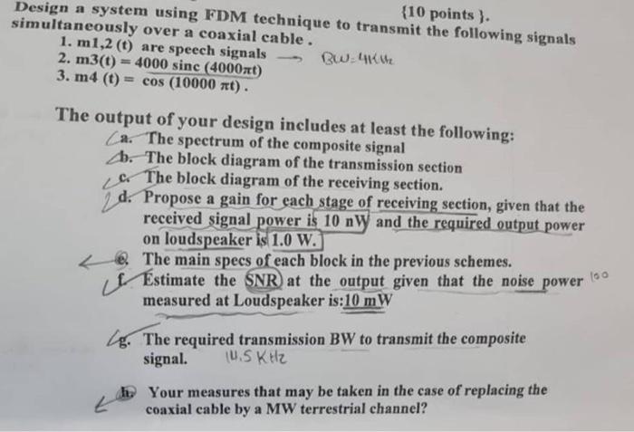 Design a system using FDM technique to trans {10 | Chegg.com