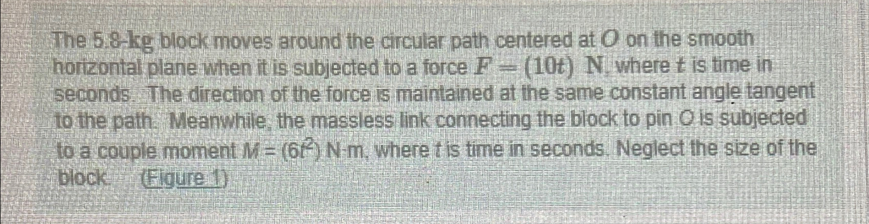 Solved The 5.8kg ﻿block moves around the circular path | Chegg.com