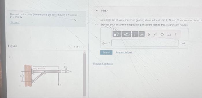 Solved The strut on the utility pole supports the cable | Chegg.com