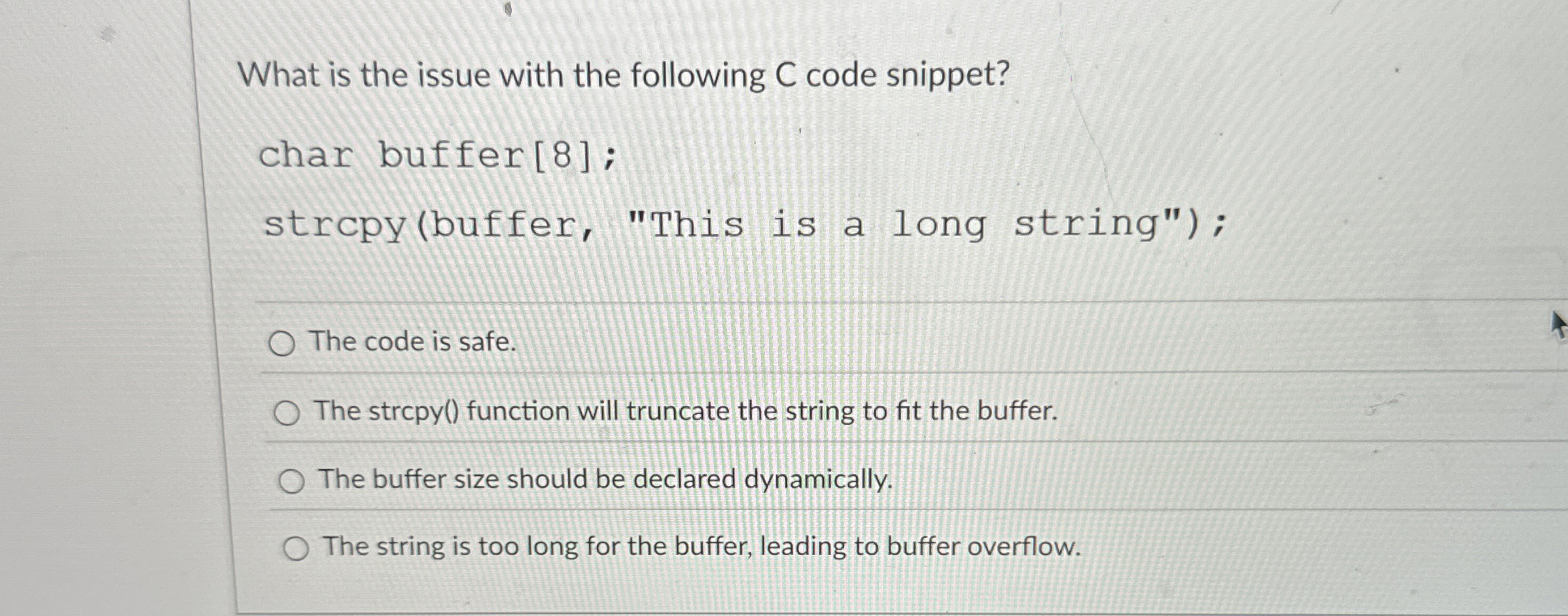 Solved What is the issue with the following C code | Chegg.com