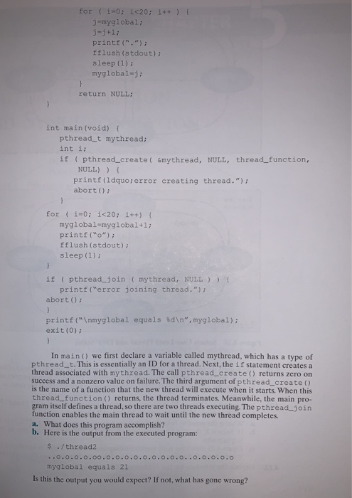 Solved 4.9. Consider the following code using the POSIX | Chegg.com
