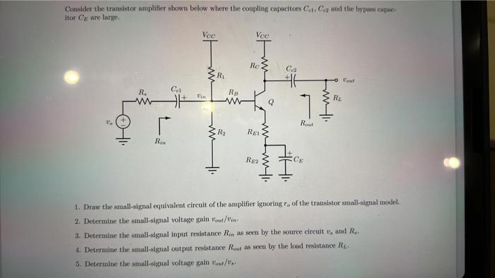 Solved Consider the transistor amplifier shown below where | Chegg.com