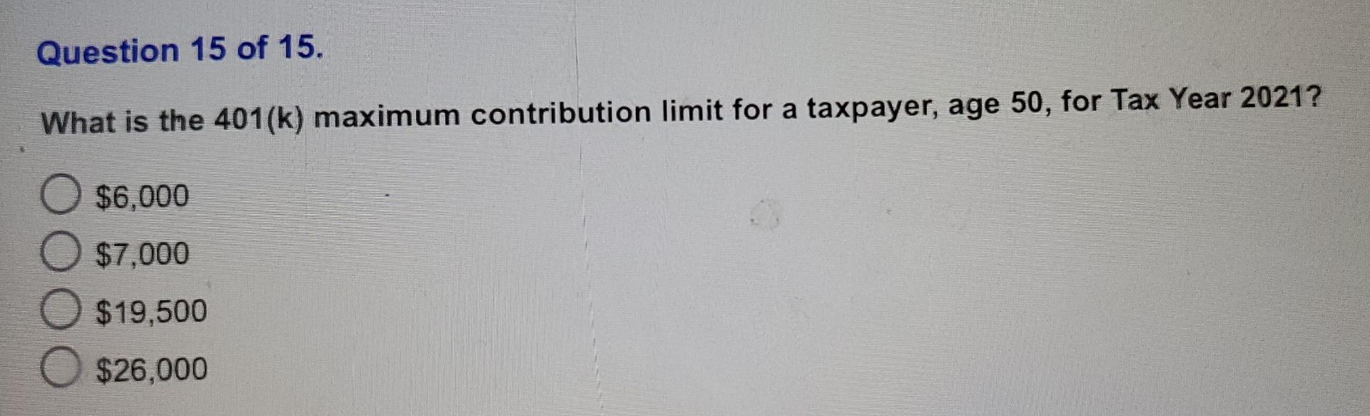 Solved What is the 401(k) maximum contribution limit for a | Chegg.com