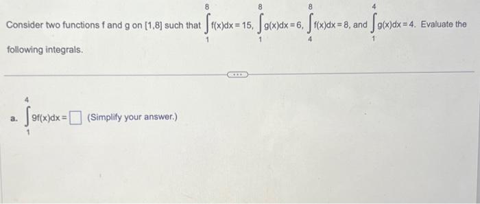 Solved Consider two functions f and g on [1,8] such that | Chegg.com