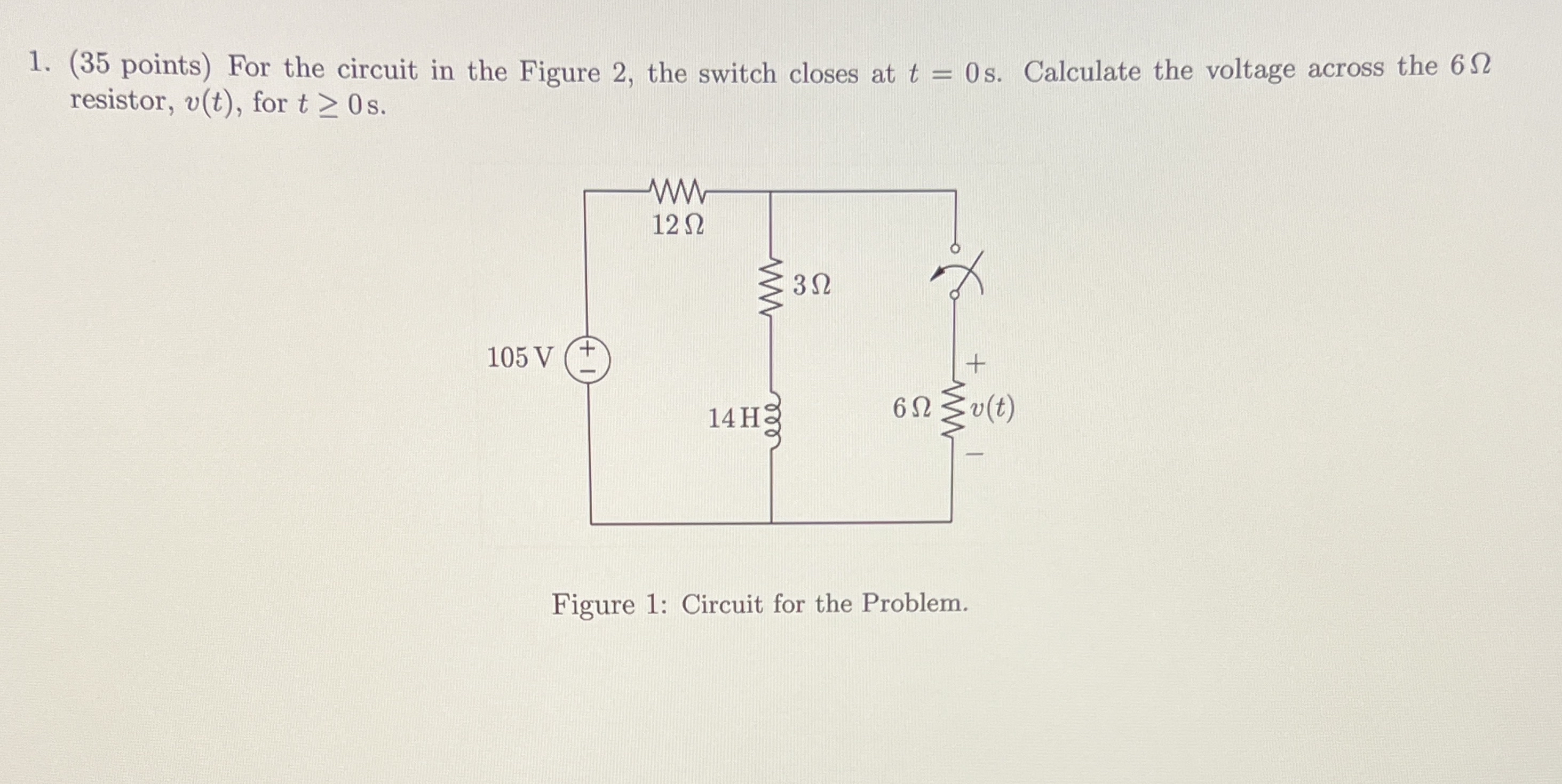 Solved For the circuit in the Figure 1, ﻿the switch closes | Chegg.com