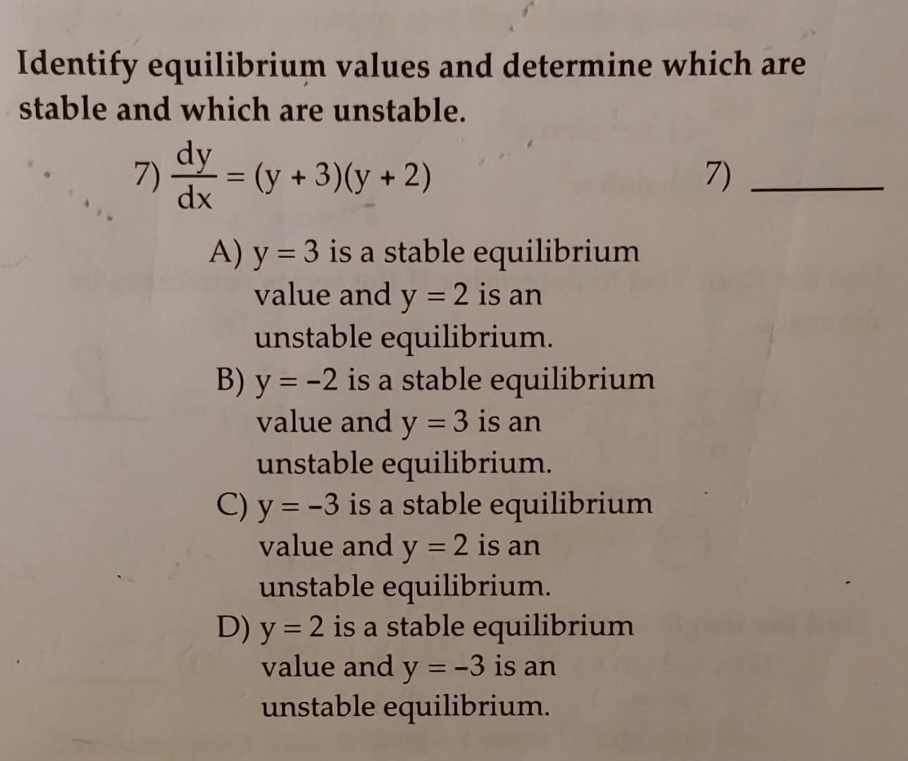 Solved Identify equilibrium values and determine which are | Chegg.com