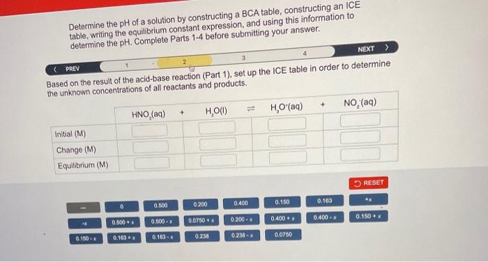 Solved Determine the pH of a solution by constructing a BCA | Chegg.com