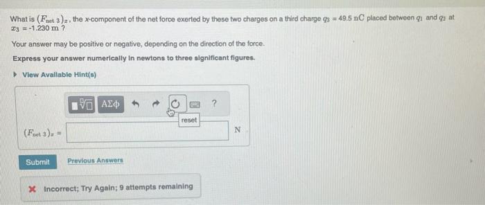 What is (Fnet 3)2, the x-component of the net force | Chegg.com