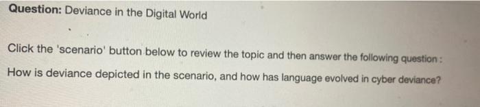 Question: Deviance in the Digital World Click the | Chegg.com