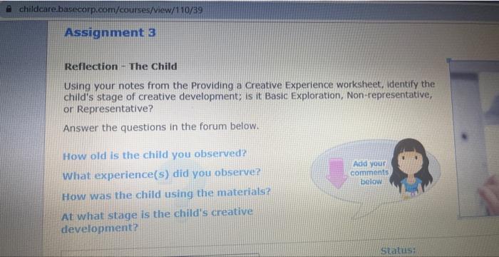 Solved Reflection - The Child Using your notes from the | Chegg.com