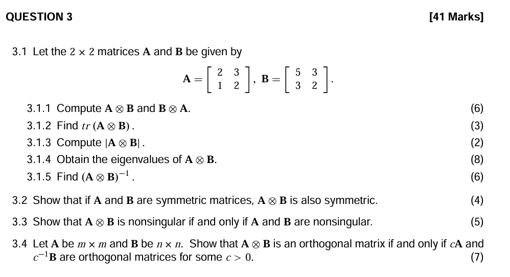 Solved QUESTION 33.1 ﻿Let the 2×2 ﻿matrices A and B ﻿be | Chegg.com