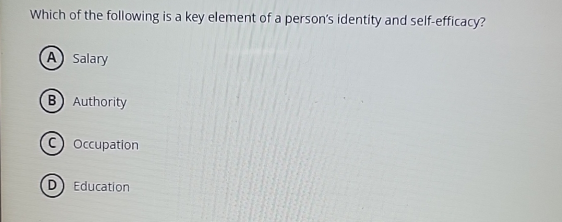 Solved Which of the following is a key element of a person's | Chegg.com