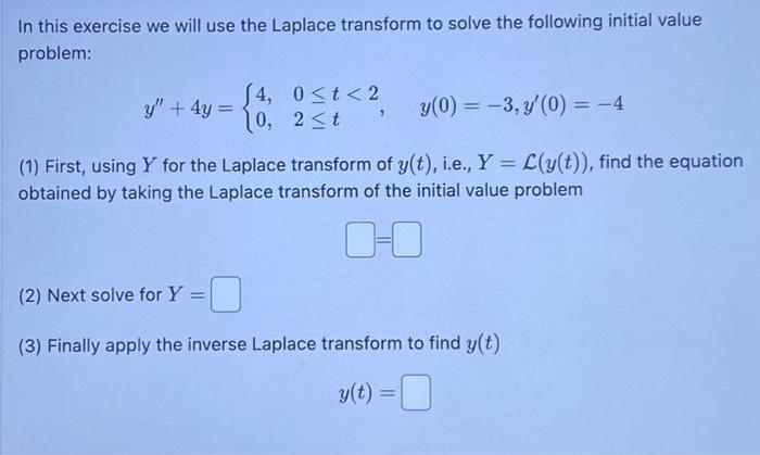 Solved In this exercise we will use the Laplace transform to | Chegg.com