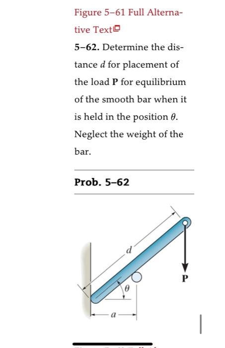 Solved tive Text므 5-62. Determine the distance d for | Chegg.com