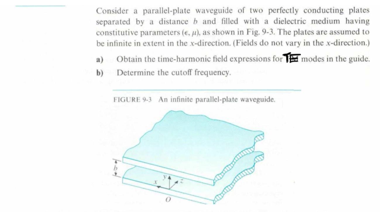 Solved Consider A Parallel Plate Waveguide Of Two Perfectly